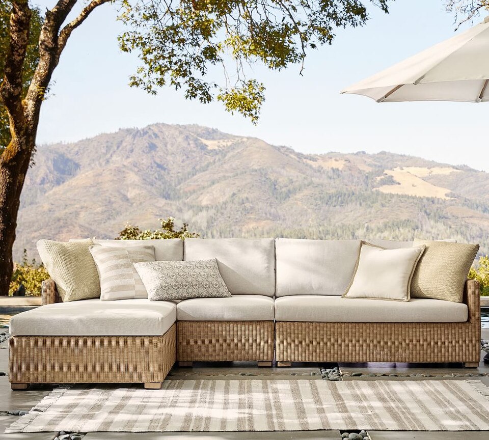 Hampton All-Weather Wicker 3-Piece Loveseat Sectional | Pottery Barn Australia